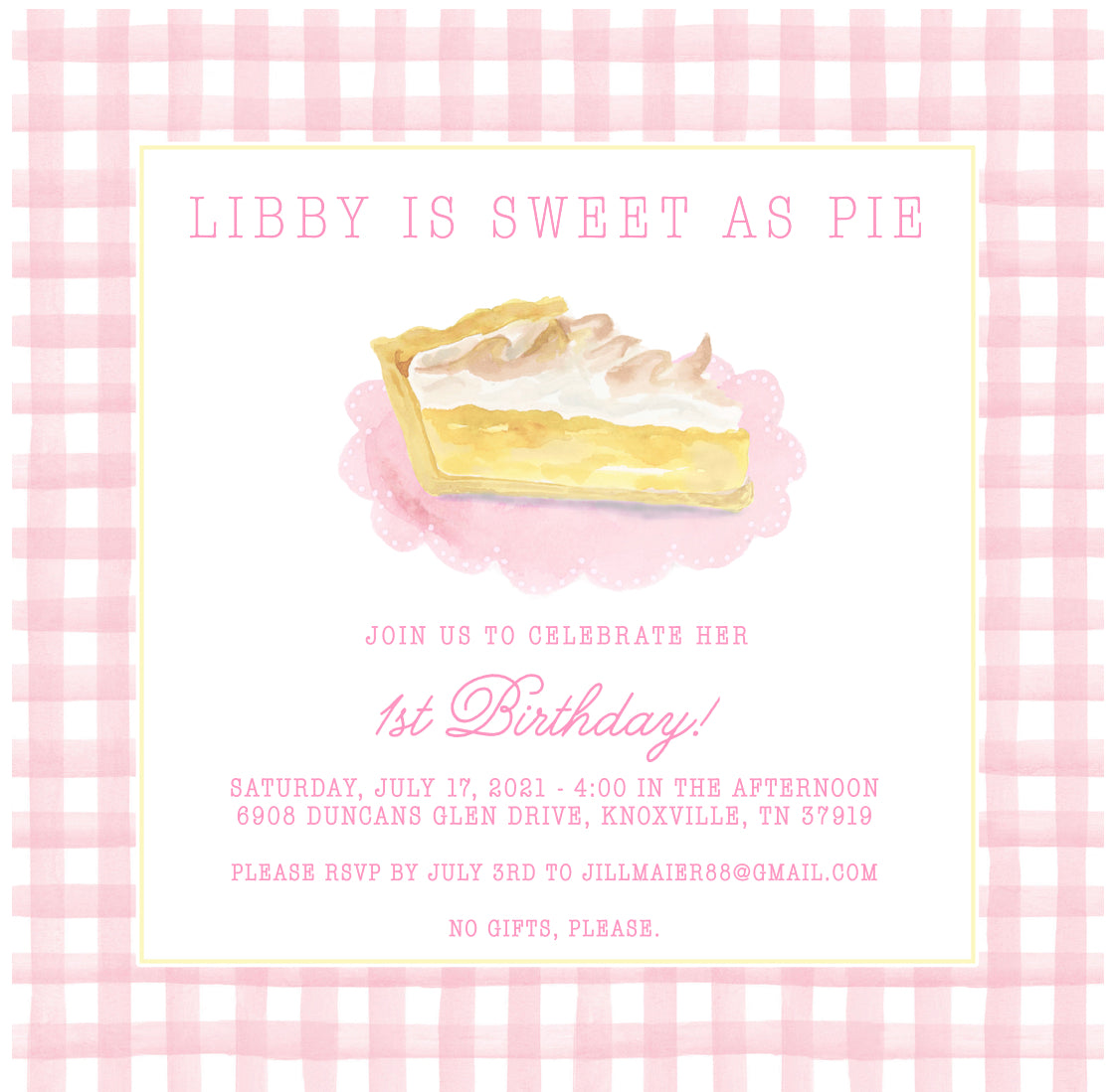 Sweet as Pie Invitation II – Katie Corley Art