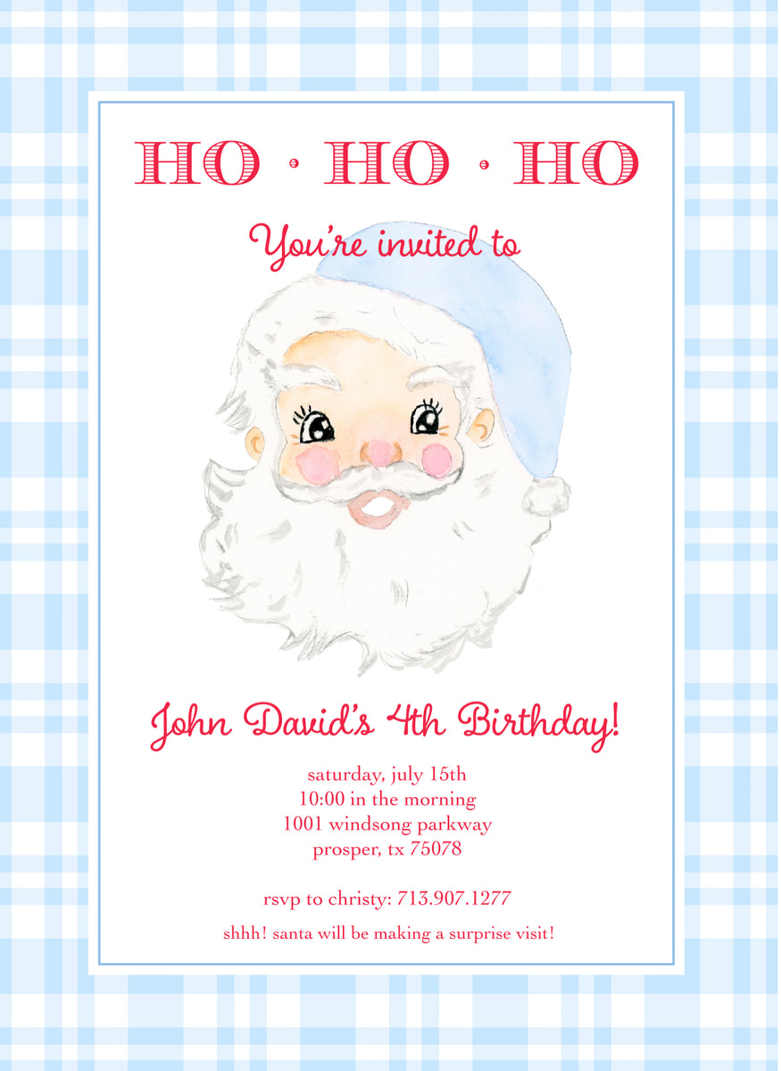 Blushing Santa Invitations – Katie Corley Art