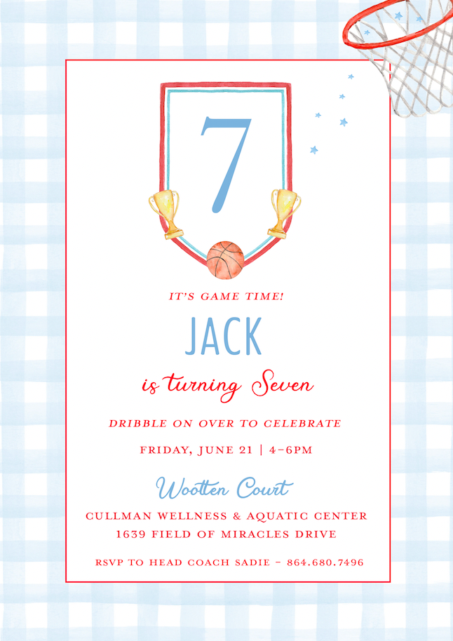 Basketball Party Invitations – Katie Corley Art