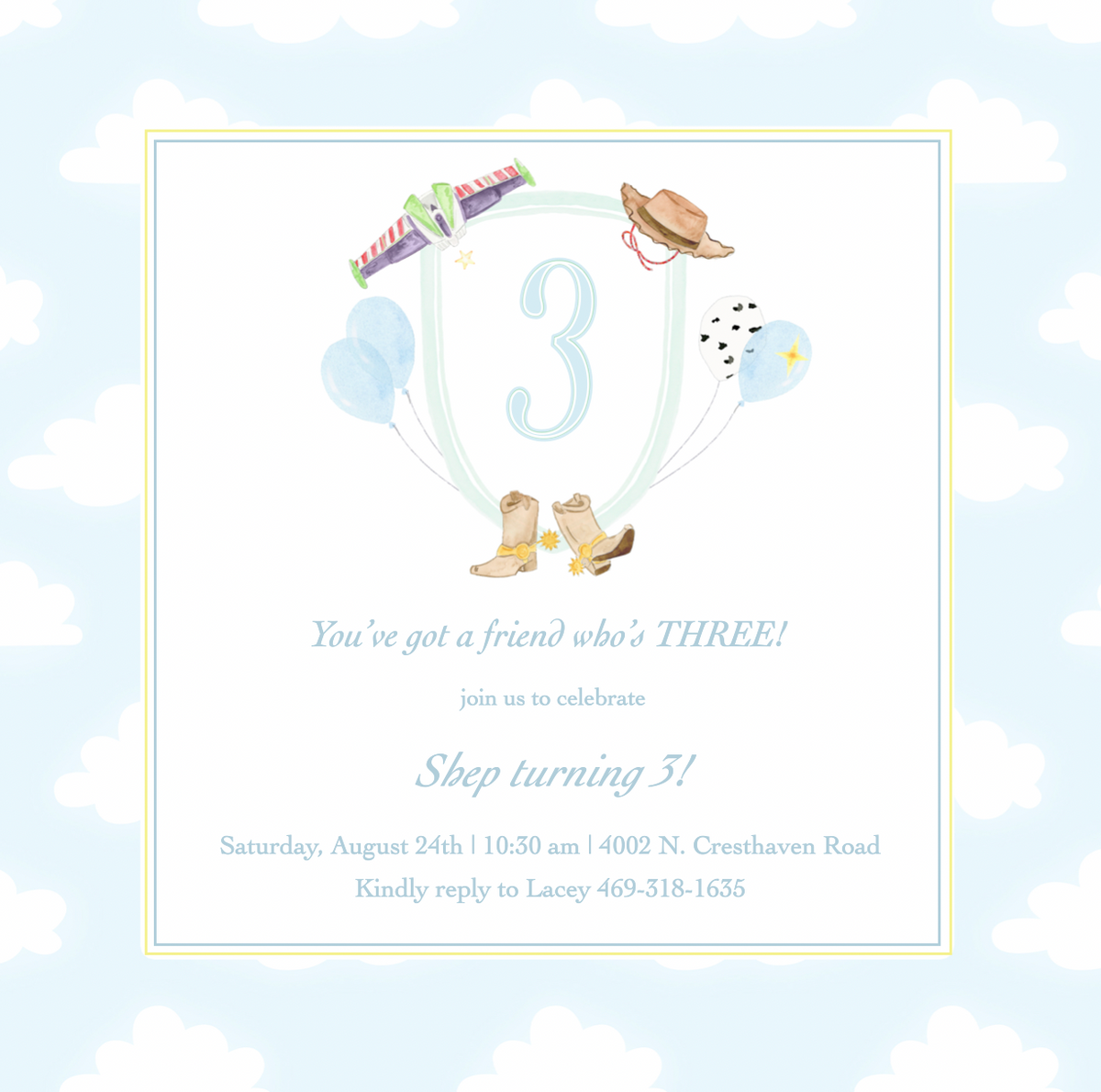 Toy Story Crest Invitations – Katie Corley Art