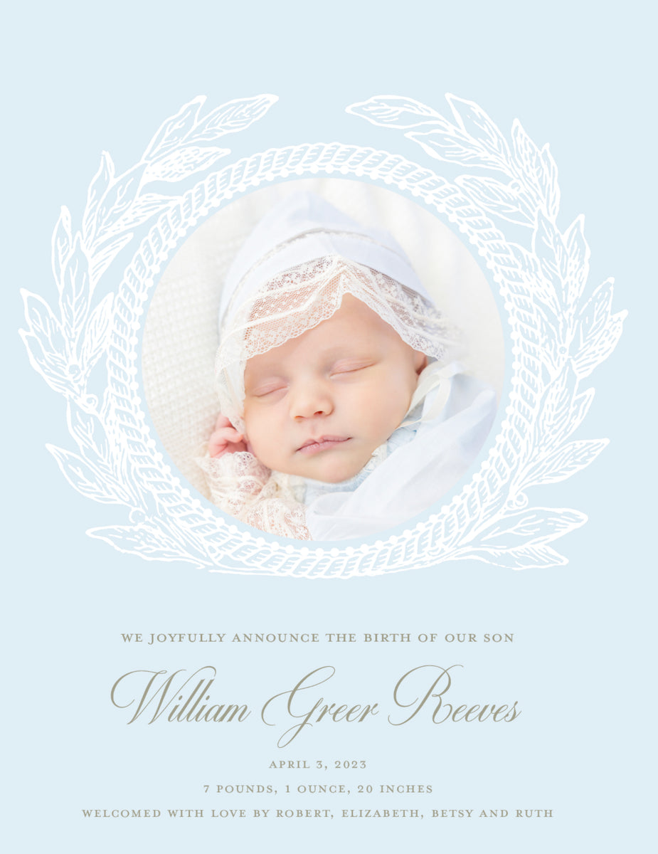 Sky Crest Birth Announcement – Katie Corley Art