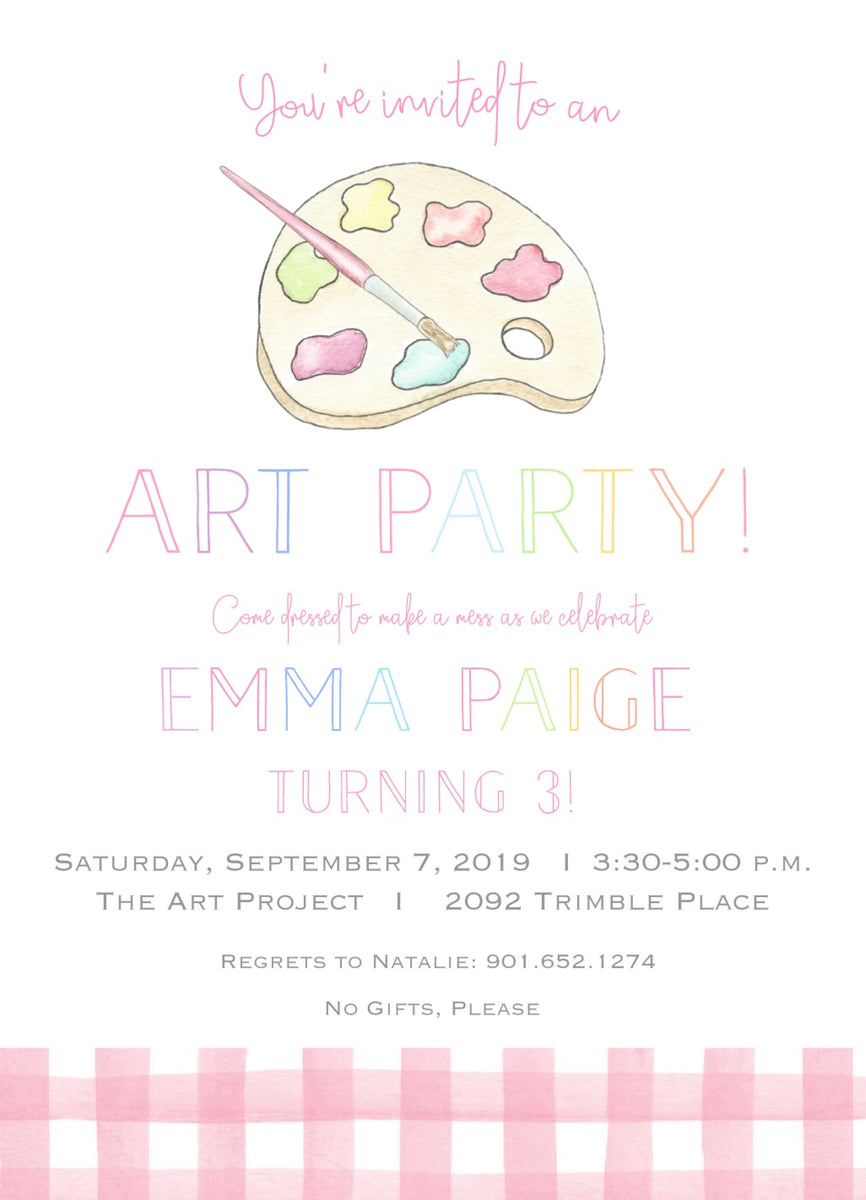 Art Party-Palette- Birthday Invitations – Katie Corley Art