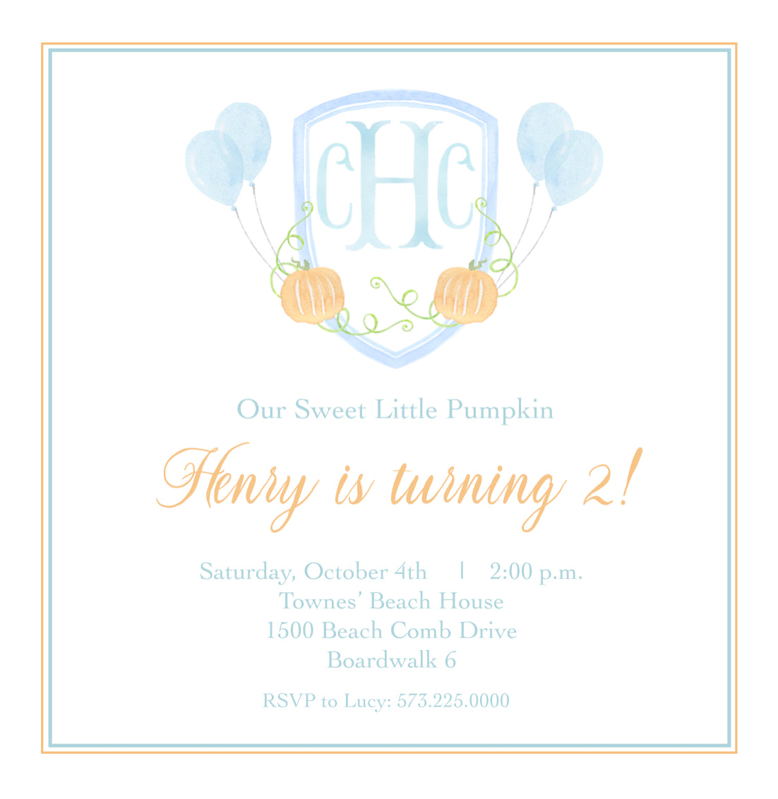 Pumpkin Crest Invitations – Katie Corley Art