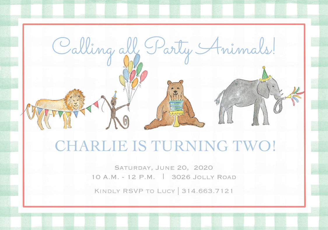 Party Animal Invitations – Katie Corley Art