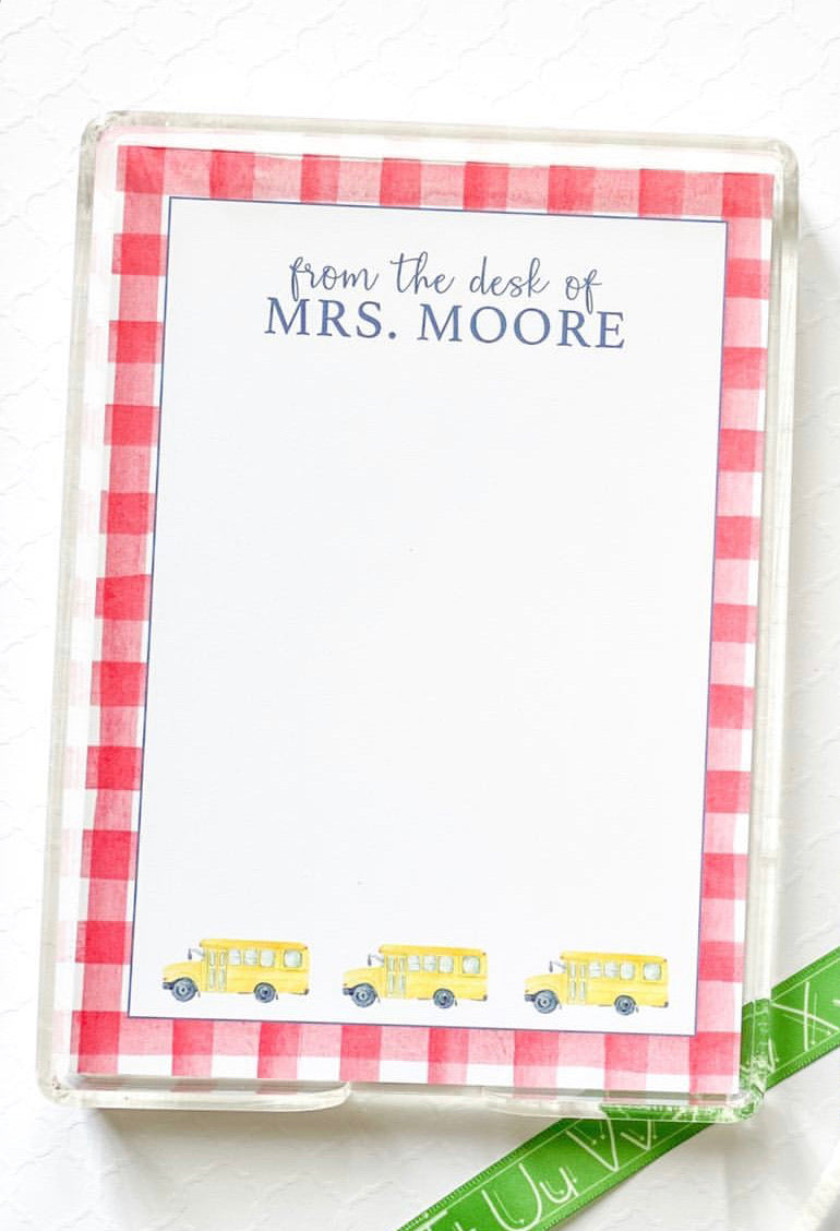 School Bus Teacher Notepad – Katie Corley Art