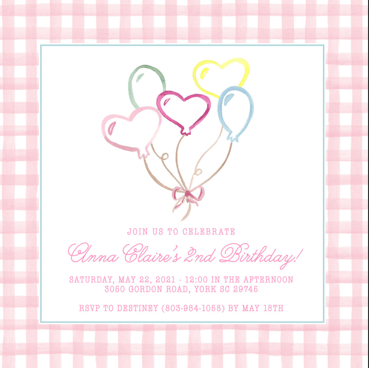 Balloon Invitations - Pink – Katie Corley Art